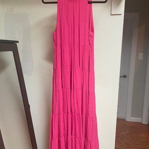 entro | Dresses | Entro Hot Pink Tiered Midi Dress | Poshmark